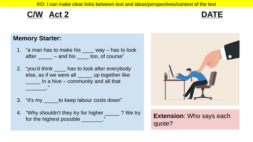 An Inspector Calls Act 2 Lesson Essay Practise | Teaching Resources