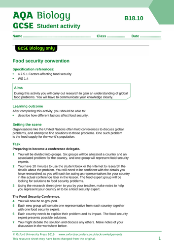B18.10 Factors affecting food security | Teaching Resources
