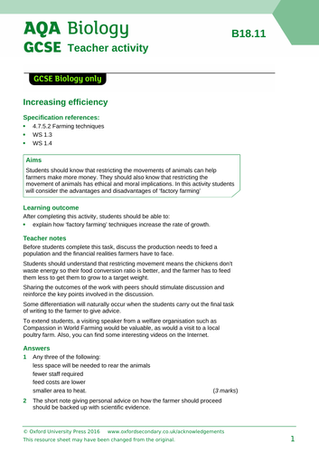 B18.11 Making food production efficient | Teaching Resources