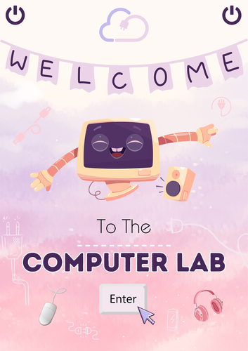 Computer Lab School Welcome Sign Decor Teacher Door Signs Computers ...