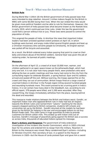 Amritsar Massacre 1919 | Teaching Resources