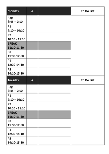 Weekly Planner/To Do List - Two Weekly | Teaching Resources