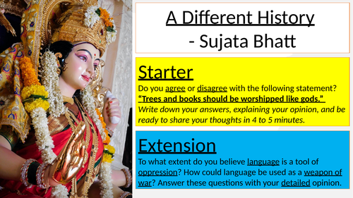 A Different History by Sujata Bhatt - Full Lesson Activities - CIE ...