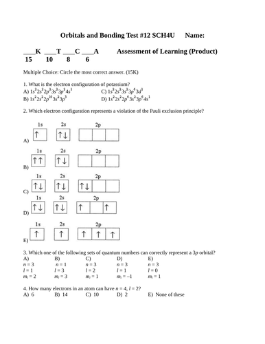 3 CHEMISTRY COVALENT BONDING UNIT TESTS Orbitals Hybridization Lewis ...