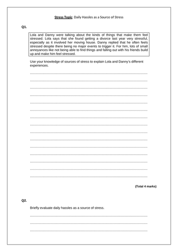 A-Level Psychology - DAILY HASSLES AS A SOURCE OF STRESS [Stress Topic ...