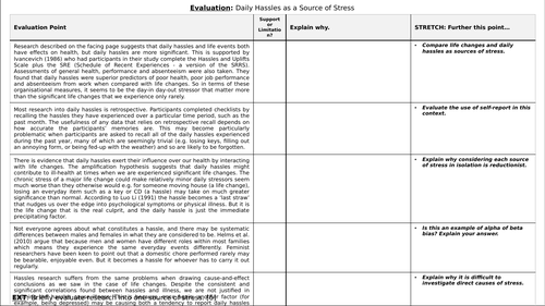 A-Level Psychology - DAILY HASSLES AS A SOURCE OF STRESS [Stress Topic ...