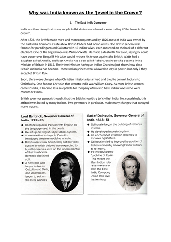 India Jewel in the Crown British Empire | Teaching Resources