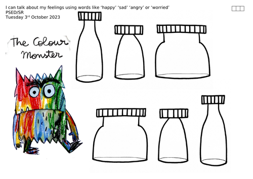 *EDITABLE* Colour Monster A3 Feelings Jar | Teaching Resources