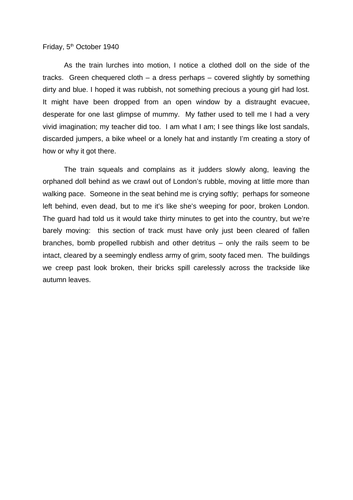 Writing idea for describing contrasting settings linked to Letters From ...