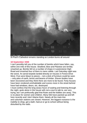 Writing idea for describing contrasting settings linked to Letters From ...