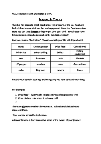 SHACKLETON - an interactive resource to inspire creative diary writing ...