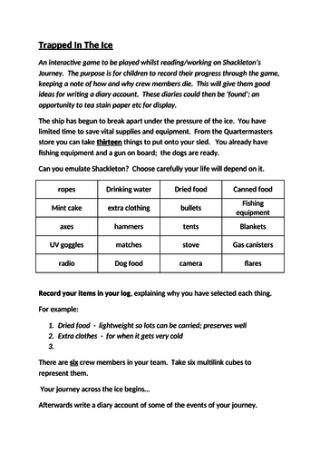 SHACKLETON - an interactive resource to inspire creative diary writing ...