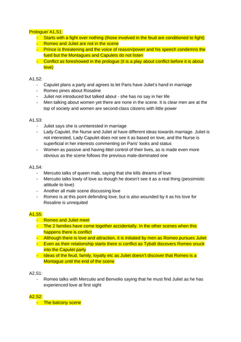 GCSE Romeo and Juliet Scene Summary | Teaching Resources