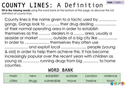 PSHCE County Lines & Child Criminal Exploitation FULL Unit of Work ...