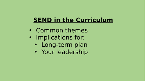 Two Staff Meetings - SEND in the wider curriculum and EEF ‘Special ...