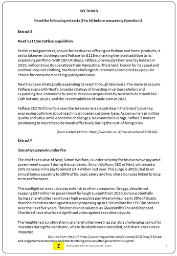 Edexcel A Level Business Paper 3 (2024) - Clothing retail and ...