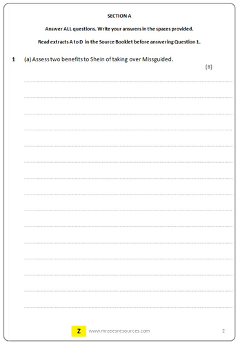 Edexcel A Level Business Paper 3 (2024) - Clothing retail and ...