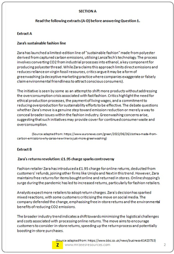 Edexcel A Level Business Paper 3 (2024) - Clothing retail and ...