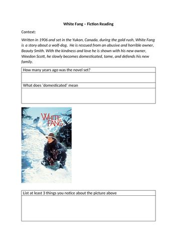 White Fang Extract KS3 SATS 11+ 19th Century Fiction Adventure ...