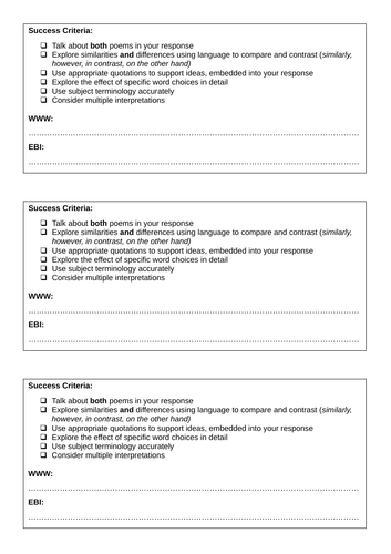 Comparing Tissue and The Emigree | Teaching Resources
