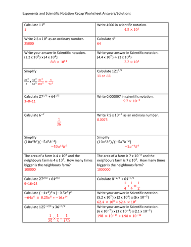 iGCSE Exponents and Scientific Notation Worksheet with Solutions ... iGCSE Exponents and Scientific Notation Worksheet with Solutions ...