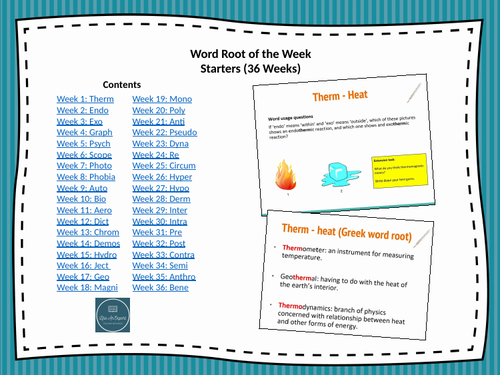 Word Root of the Week: Lesson Starters for the Entire Academic Year ...