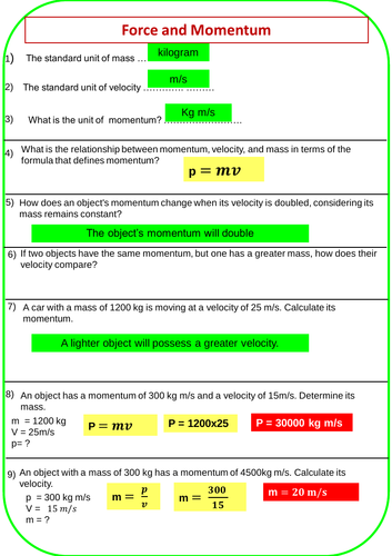 Force and Momentum | Teaching Resources
