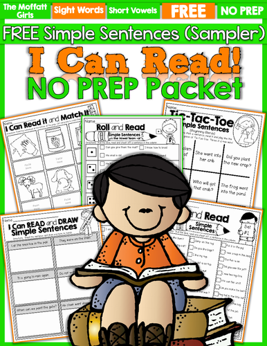 I Can Read Simple Sentences NO PREP (Sampler) | Teaching Resources