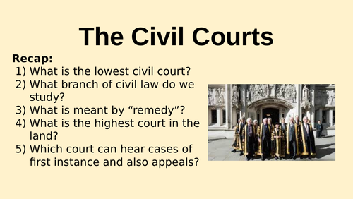 OCR Law: The Civil Courts | Teaching Resources