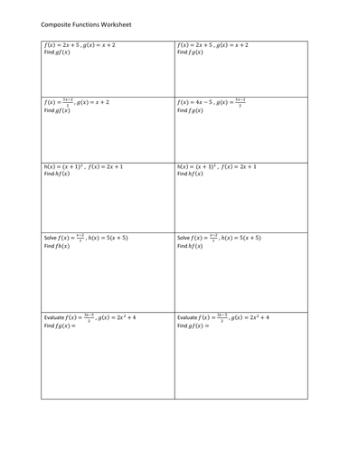 IB DP Maths AA and AI Composite Functions Revision sheet with Solutions ... IB DP Maths AA and AI Composite Functions Revision sheet with Solutions ...