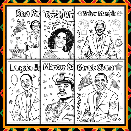 Black History Month Heroes Coloring Pages | Black icons coloring sheets ...