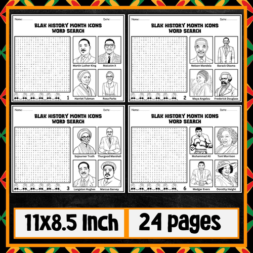 Black History Month Coloring word search | 46 black Heroes activities ...