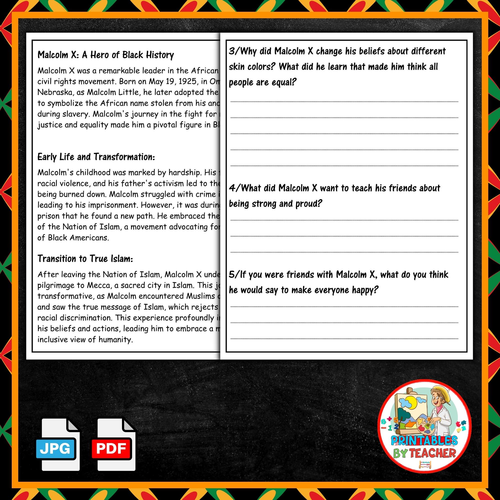 Black History Month Activities | Malcolm X Reading Comprehension ...