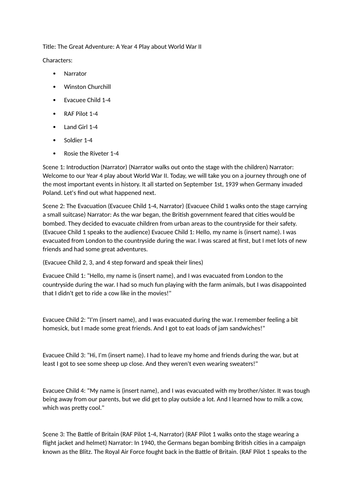 World War 2 play script | Teaching Resources