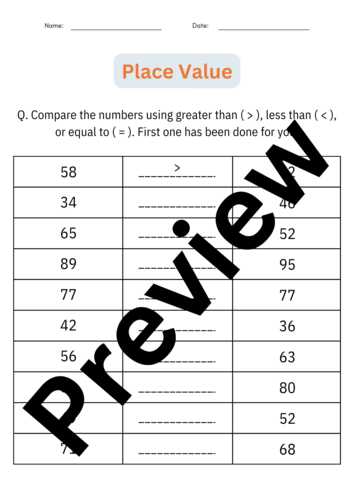Identifying Place Value Number Math Activities Worksheets for 1st & 2nd ...