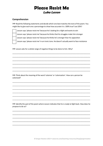 Please Resist Me - Luka Lesson - Worksheet | Teaching Resources