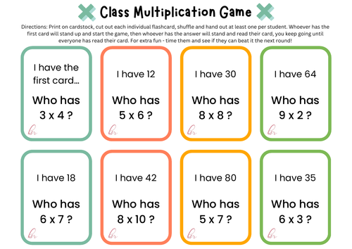 I have... Who Has ? Multiplication Cards | Teaching Resources