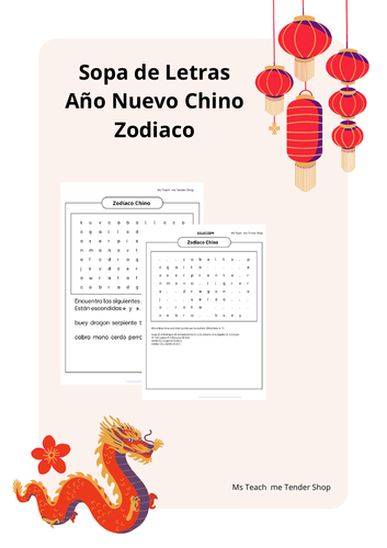 Año Nuevo Chino_ Sopa de Letras. Spanish Crossword. | Teaching Resources
