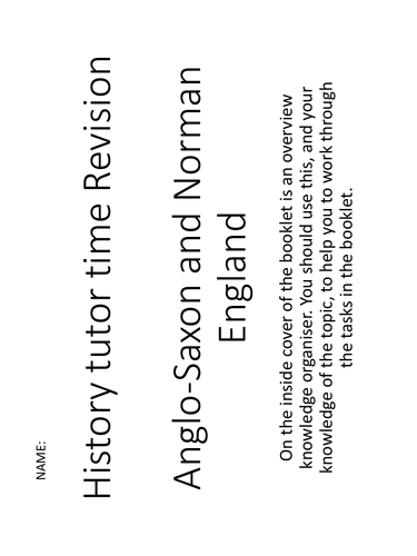 Edexcel GCSE History Anglo-Saxon and Norman England revision booklet ...