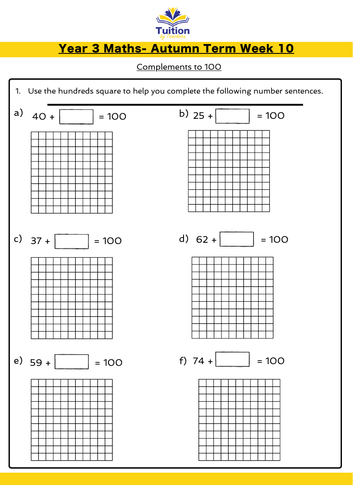 Year 3- Complements to 100 | Teaching Resources