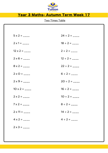 Year 3- The 2's, 4's and 8 Times Tables | Teaching Resources