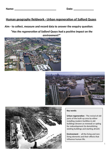 AQA GCSE 9-1 Geography - Human geography fieldwork enquiry (Urban ...