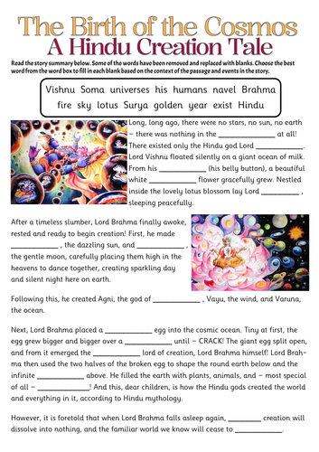 Hindu Creation Reading Comprehension | Teaching Resources
