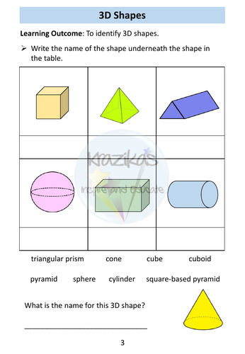 Level 1 Functional Skills Maths - 3 D Shapes - Workbook | Teaching ...