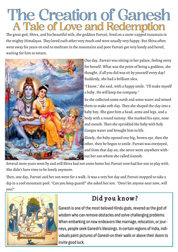 Hindu Myth - Creation of Ganesh | Teaching Resources