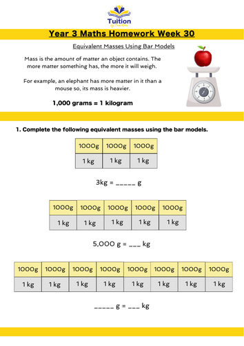 Year 3 - Mass in g and kg | Teaching Resources