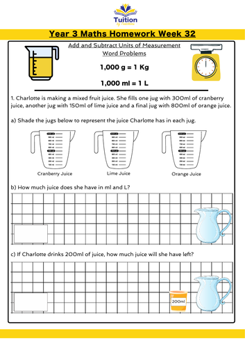 Year 3- Add and Subtract Units of Measurement | Teaching Resources