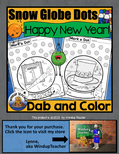 Happy New Year Coloring Sheets Do-A-Dot Marker Activity - Dot Dauber ...