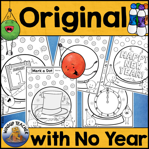 Happy New Year Coloring Sheets Do-A-Dot Marker Activity - Dot Dauber ...