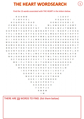 AQA GCSE PE THE HEART WORDSEARCHS | Teaching Resources